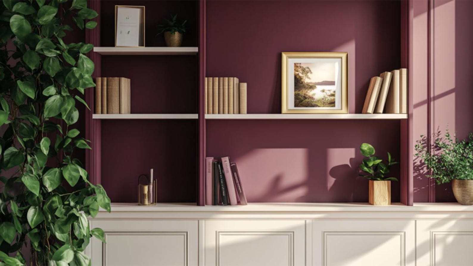 Neutral Zoom Background Modern Aesthetic Pink Modern Home Office Wall ...