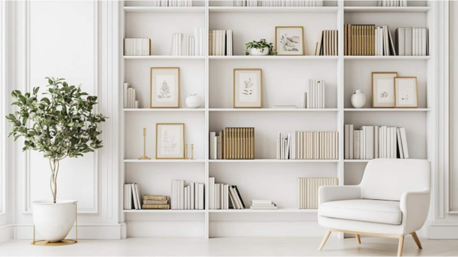 Neutral Zoom Background Modern Aesthetic White Modern Home Office Wall ...