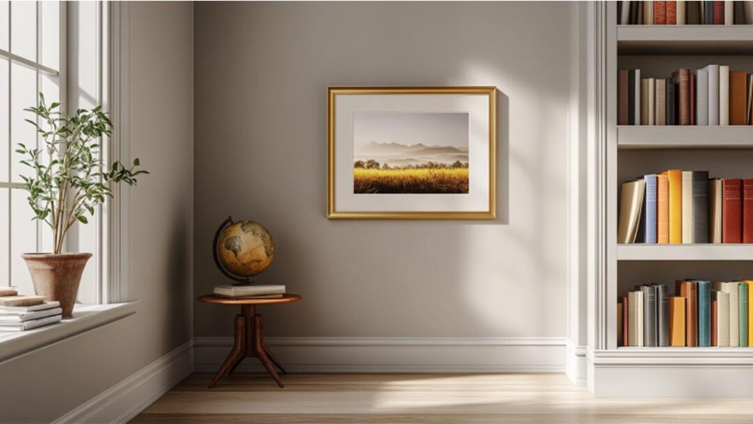 Neutral Zoom Background Gray Modern Aesthetic Home Office Bookshelf ...