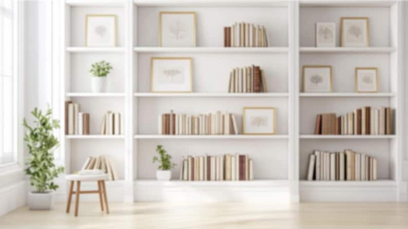 Neutral Zoom Background Modern Aesthetic White Modern Home Office Book ...