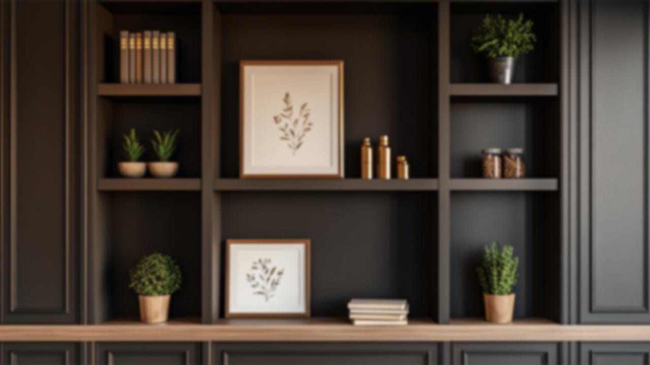 Neutral Zoom Background Modern Aesthetic Brown Modern Home Office Wall ...