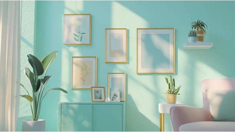 Blurred Video Call Background Virtual Office Home Office Neutral Blue ...