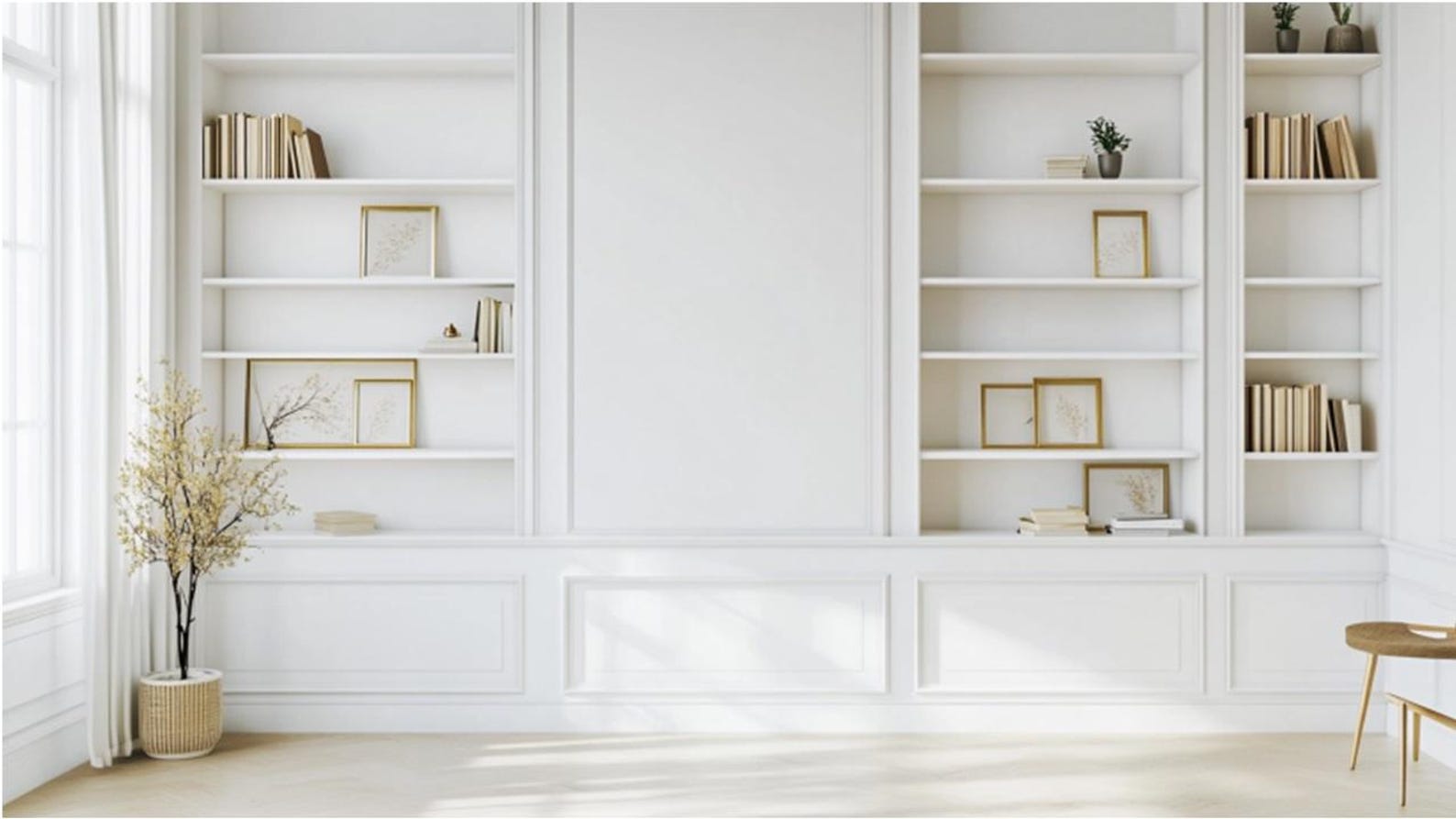 Neutral Zoom Background Modern Aesthetic White Modern Home Office Wall ...