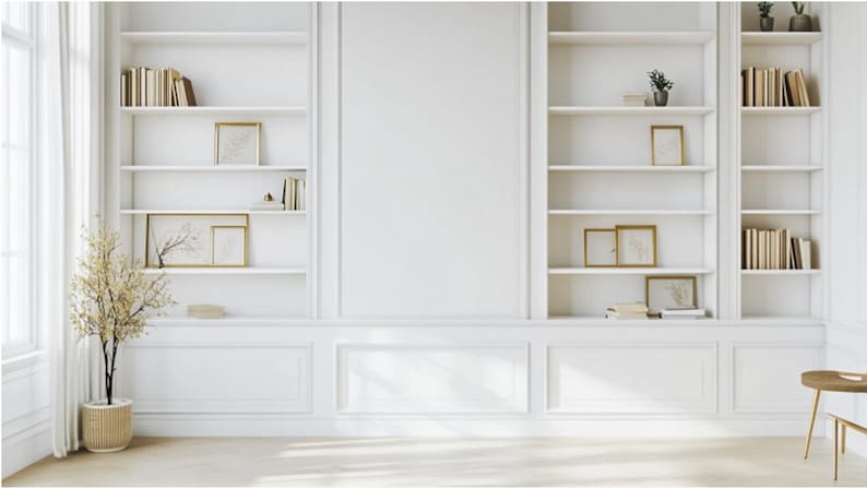 Neutral Zoom Background Modern Aesthetic White Modern Home Office Wall ...