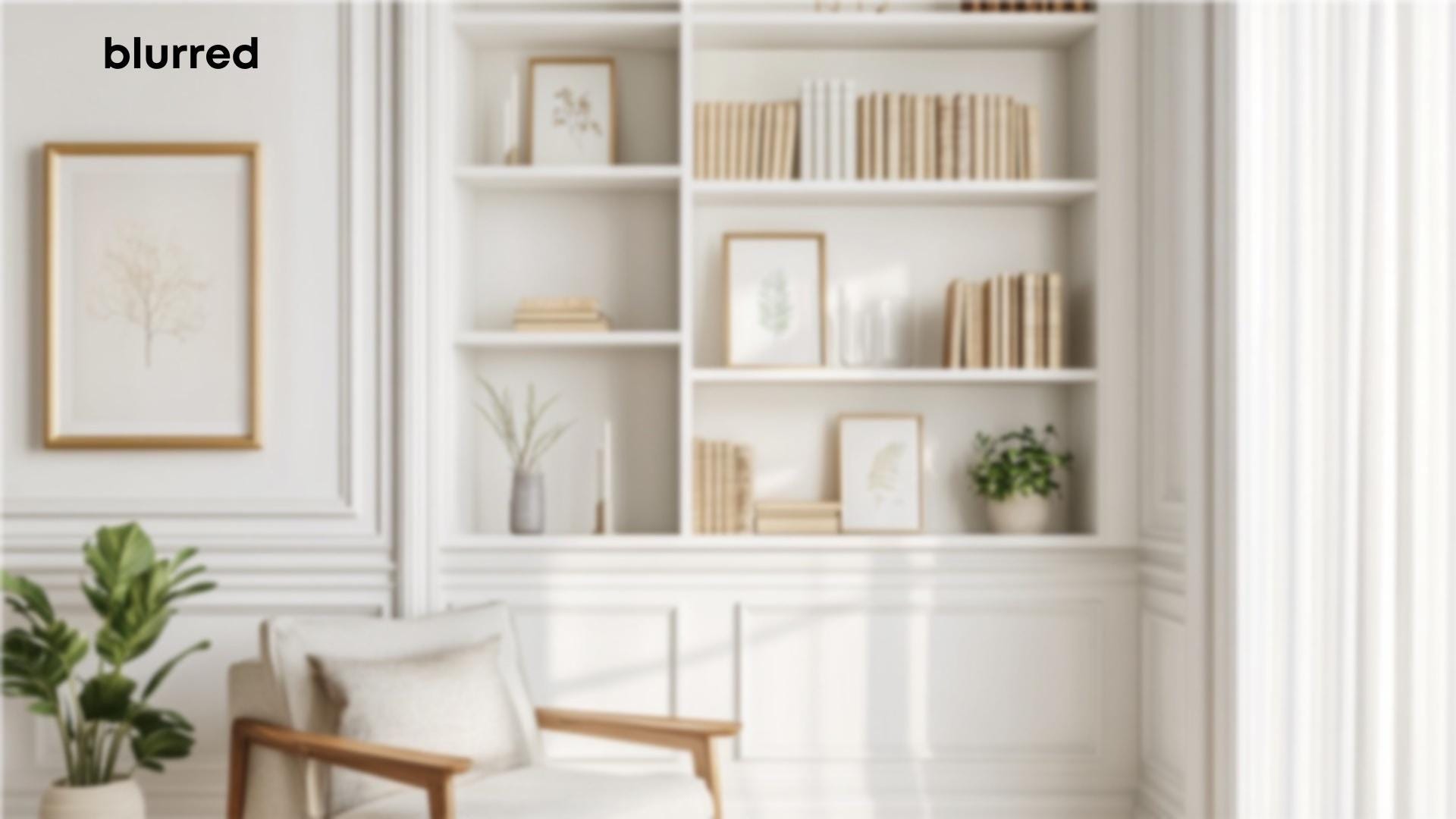 Clean Zoom Bookshelf Background, Modern White Shelves, Boho Chic ...