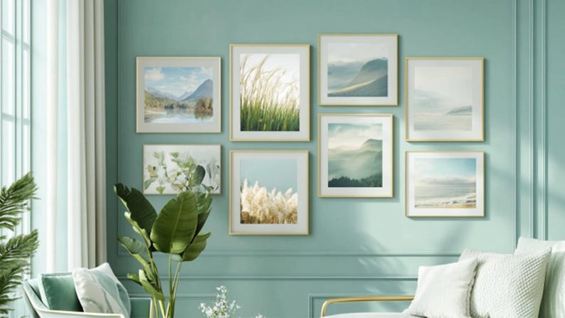 Neutral Zoom Background Modern Aesthetic Blue Modern Home Office Wall ...