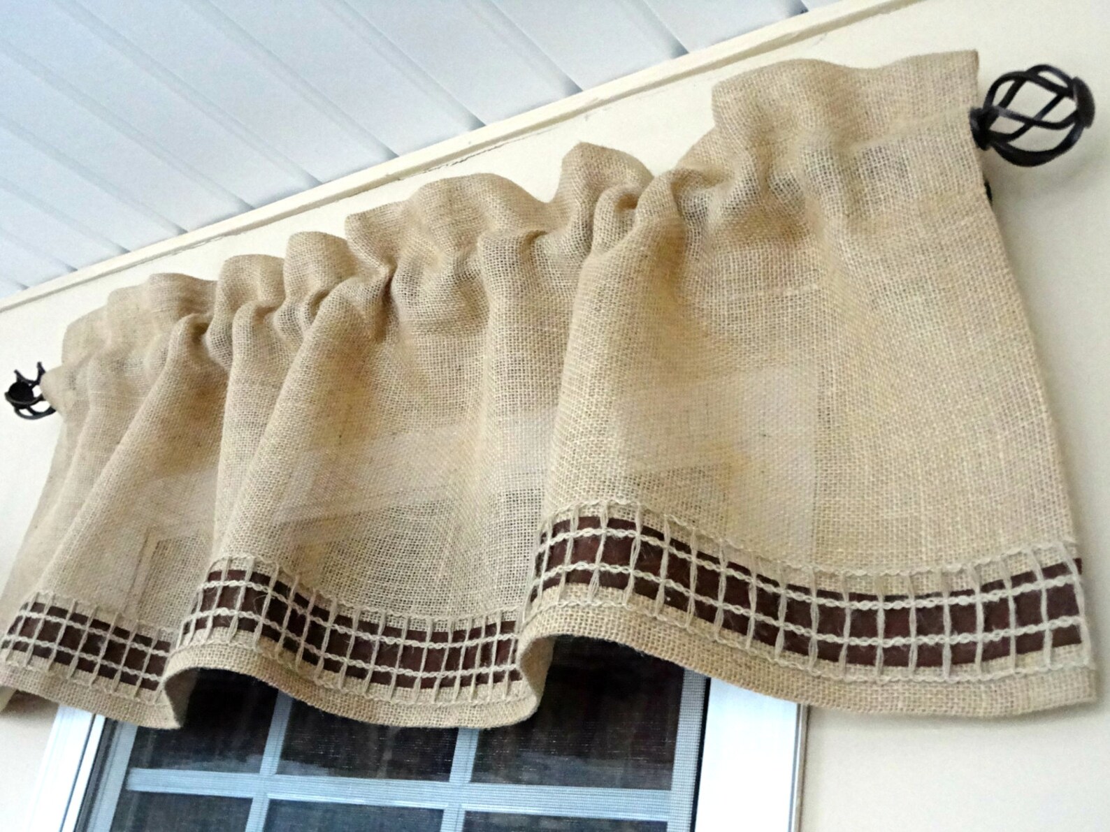 Burlap Valance Window Valance Housewares Window Treatment - Etsy