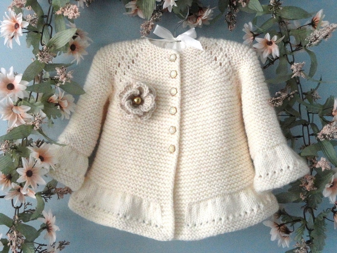 Knitting PATTERN Baby Jacket Baby Girl Cardigan Garter Stitch Knitted ...