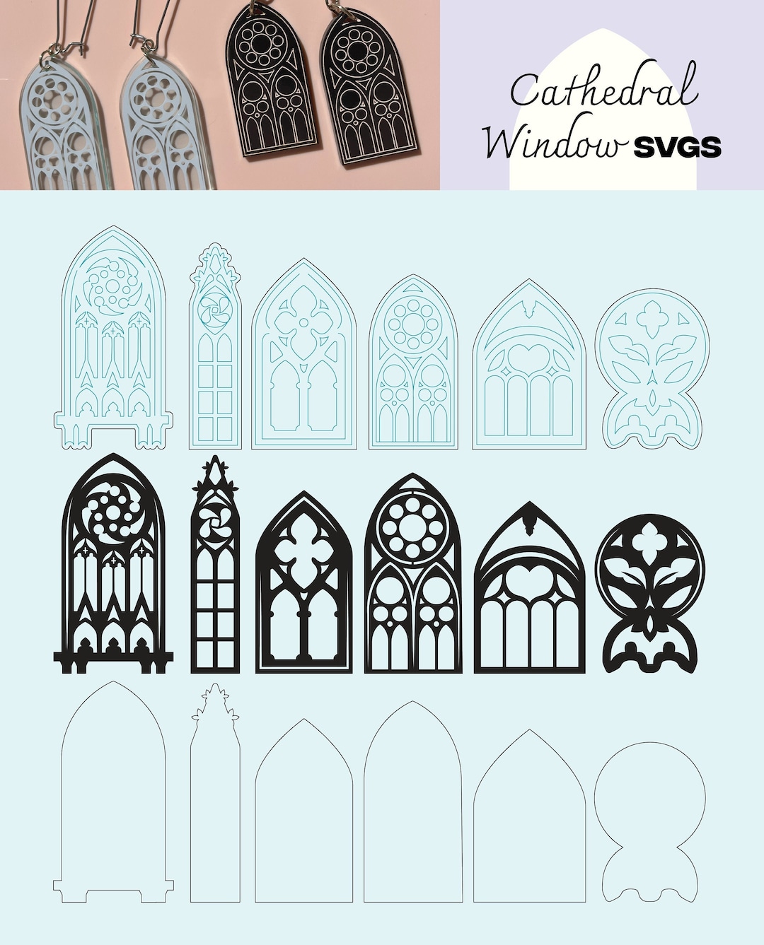 Gothic Cathedral Window SVG Shapes: Score Line Digital Files - Etsy