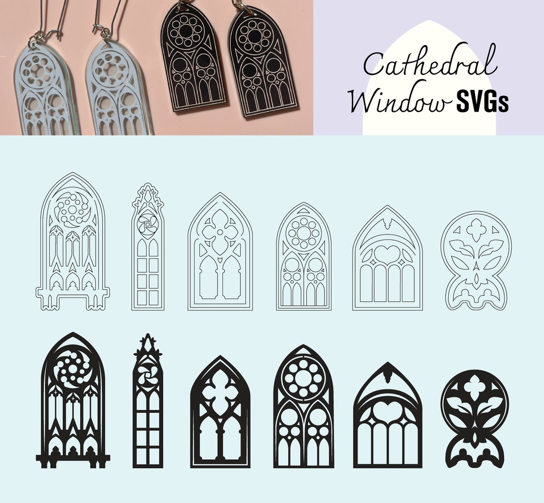 Cathedral Window Shapes Svgs Score Lines & Filled Digital - Etsy