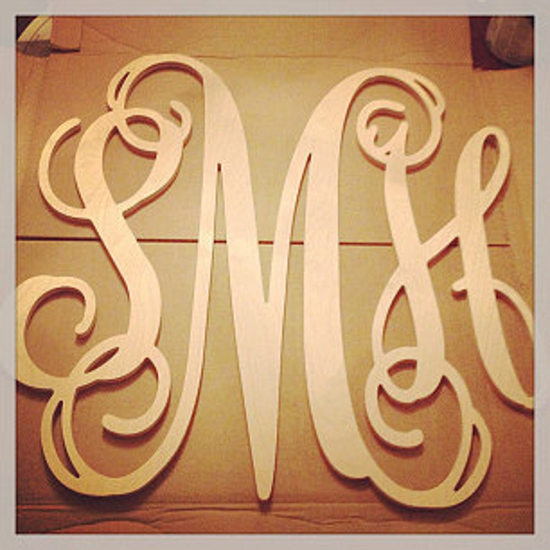 26 Unpainted Wooden Monogram Three Letter Monogram | Etsy