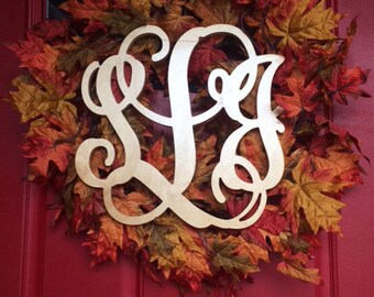 Vine Script Monogram Wooden Monogram Wall Hanging nursery - Etsy