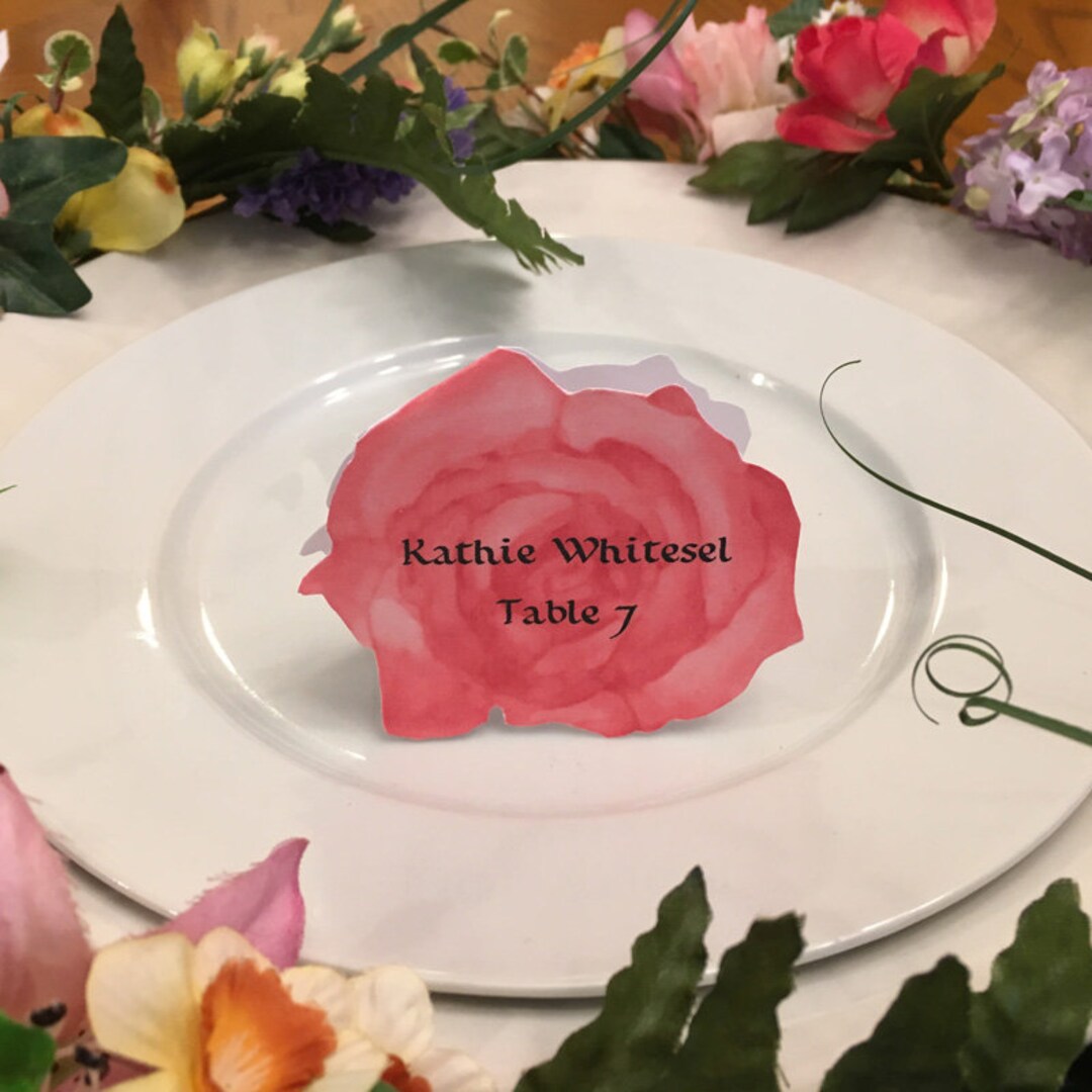 Rose Place Cards Red Rose Place Card Place Card Wedding Place Card ...