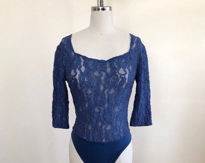 Blue Lace Bodysuit - 1990s - Etsy