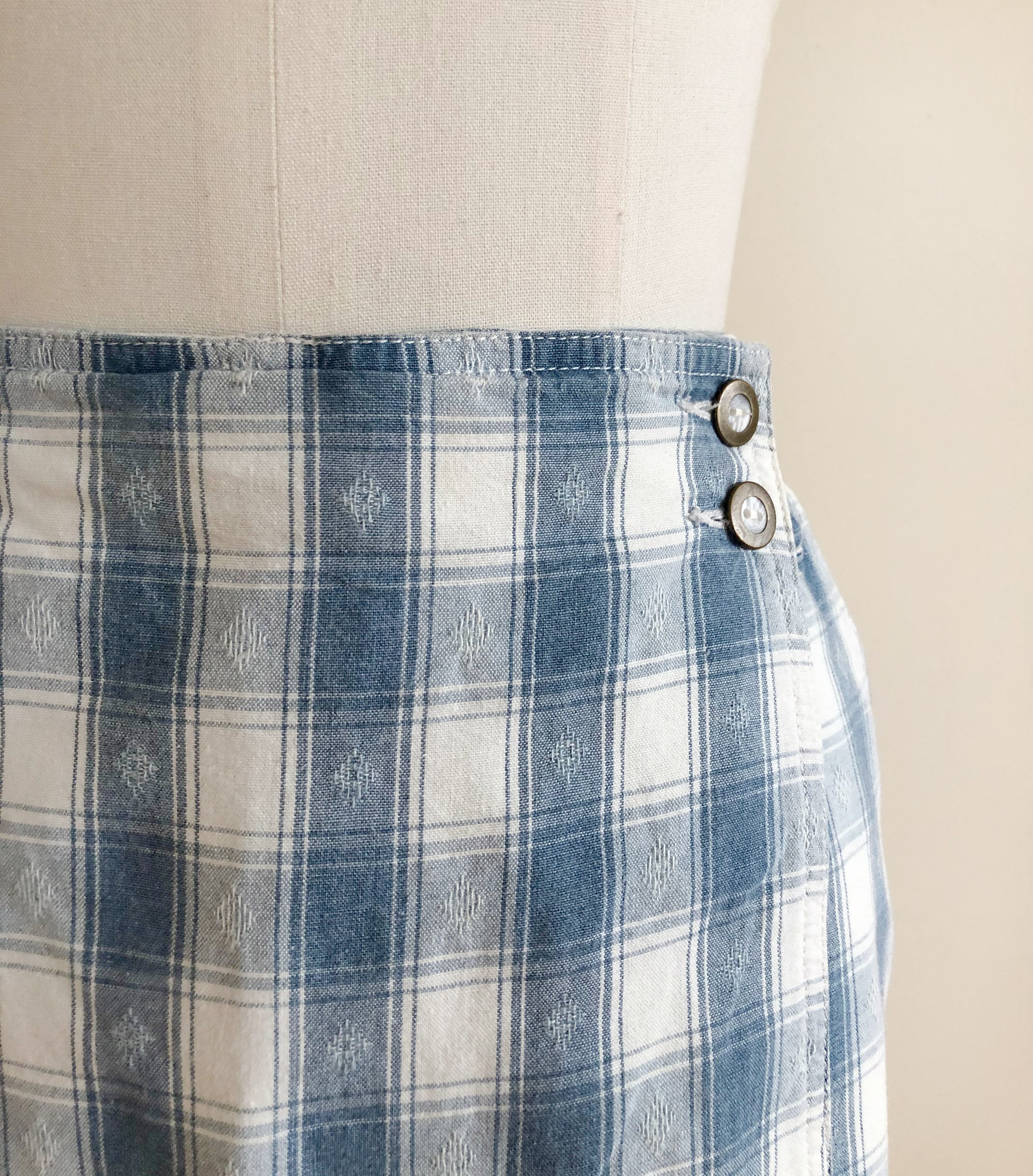 Skort plaid azul claro y blanco década de 1990 - Etsy México