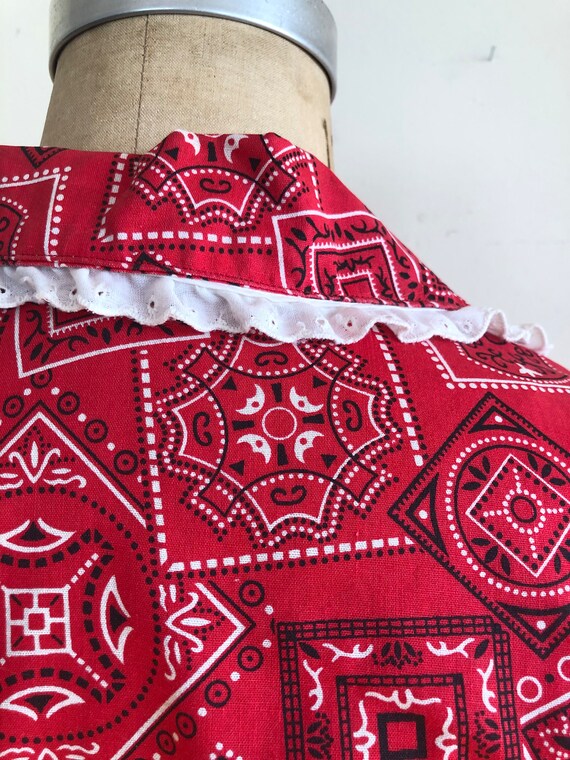 Red Bandana Print Cotton Blouse 1980s Gem