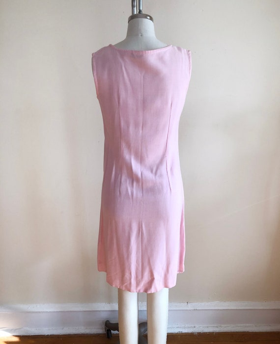 Sleeveless Pink Shift Dress with Floral Embroidery - … - Gem