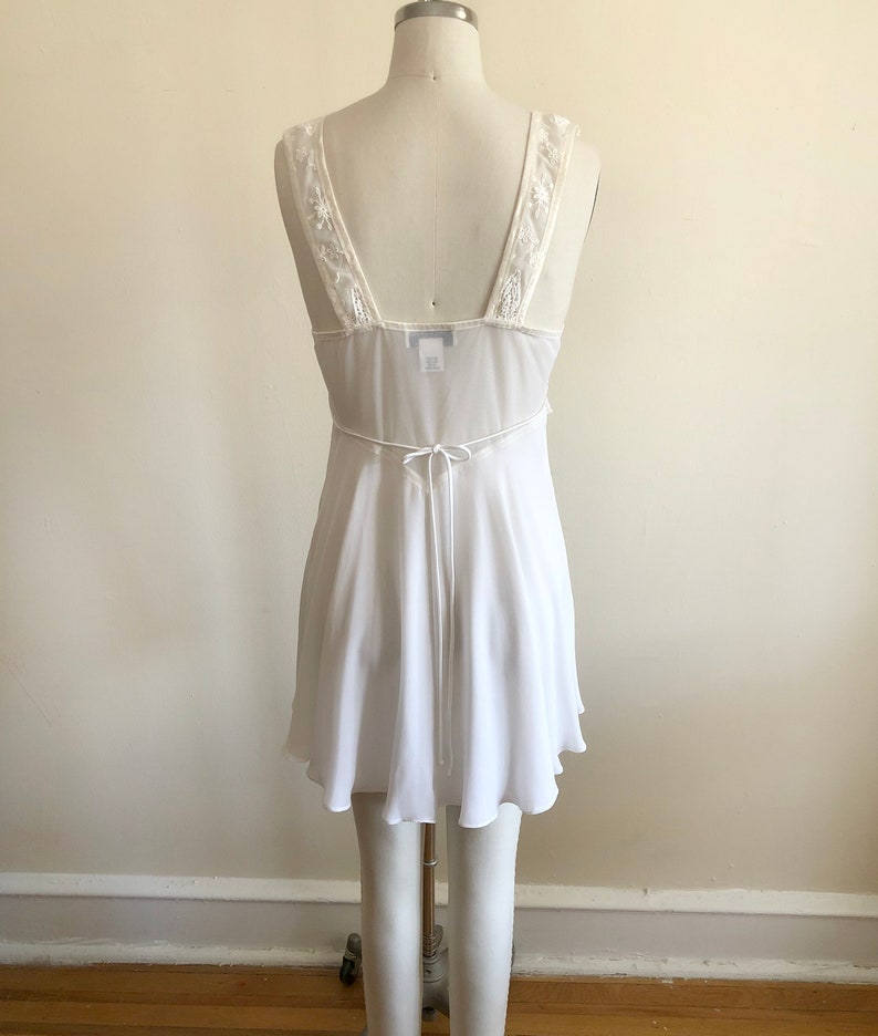 White Floral Embroidered Mesh and Chiffon Slip/nightie 1990s - Etsy