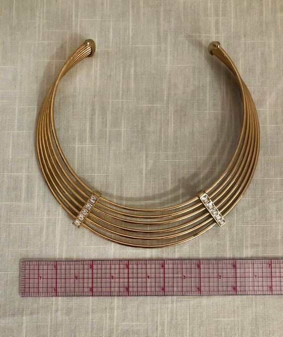 Gold-Toned Concentric Circle Metal Collar - 1970s - Gem