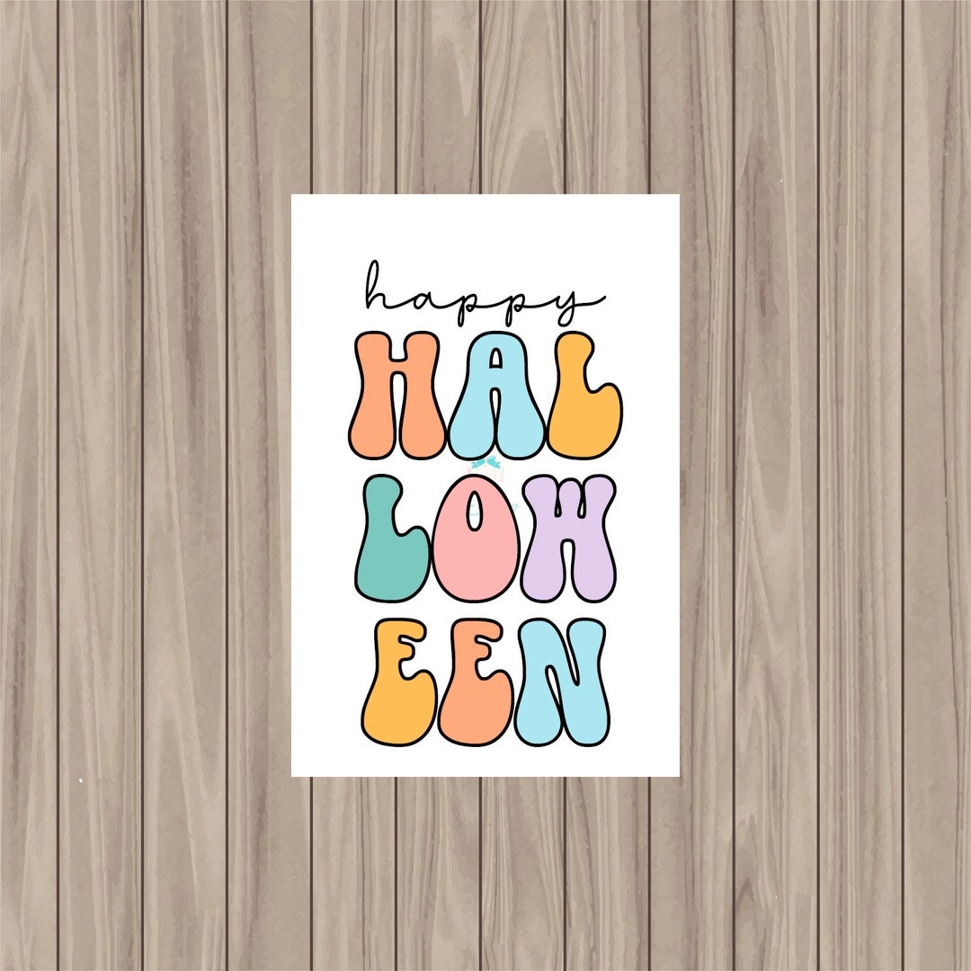 Printable Tag - Groovy Happy Halloween - 2"x3" Tag - Etsy