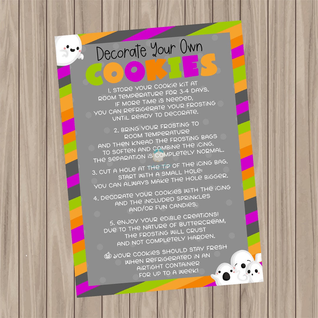 Printable Cookie Card - Halloween BUTTERCREAM DIY Cookie Card - 3.5"x5 ...