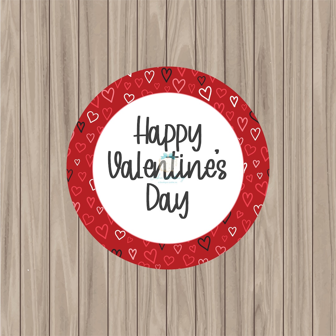 Printable Tag - Happy Valentine's Day - 2" Circle - Etsy