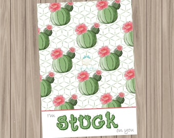 Valentines Day Printable Cookie Card 3.5” X 5” - Stuck on You ...