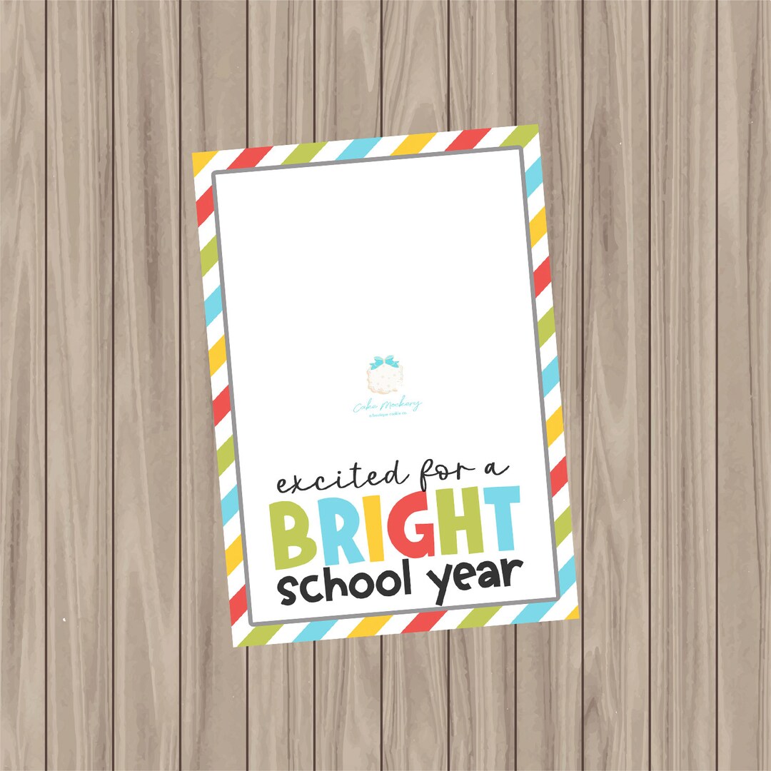 Printable Cookie Card - Bright School Year - 3.5"x5" - Etsy