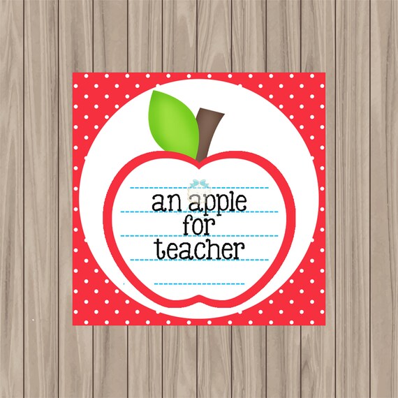 Printable Tag Apple for Teacher 2 Square or 2 | Etsy