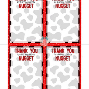 Printable Cookie Card - Thank You for Teaching Our Little Nugget - 3.5 ...