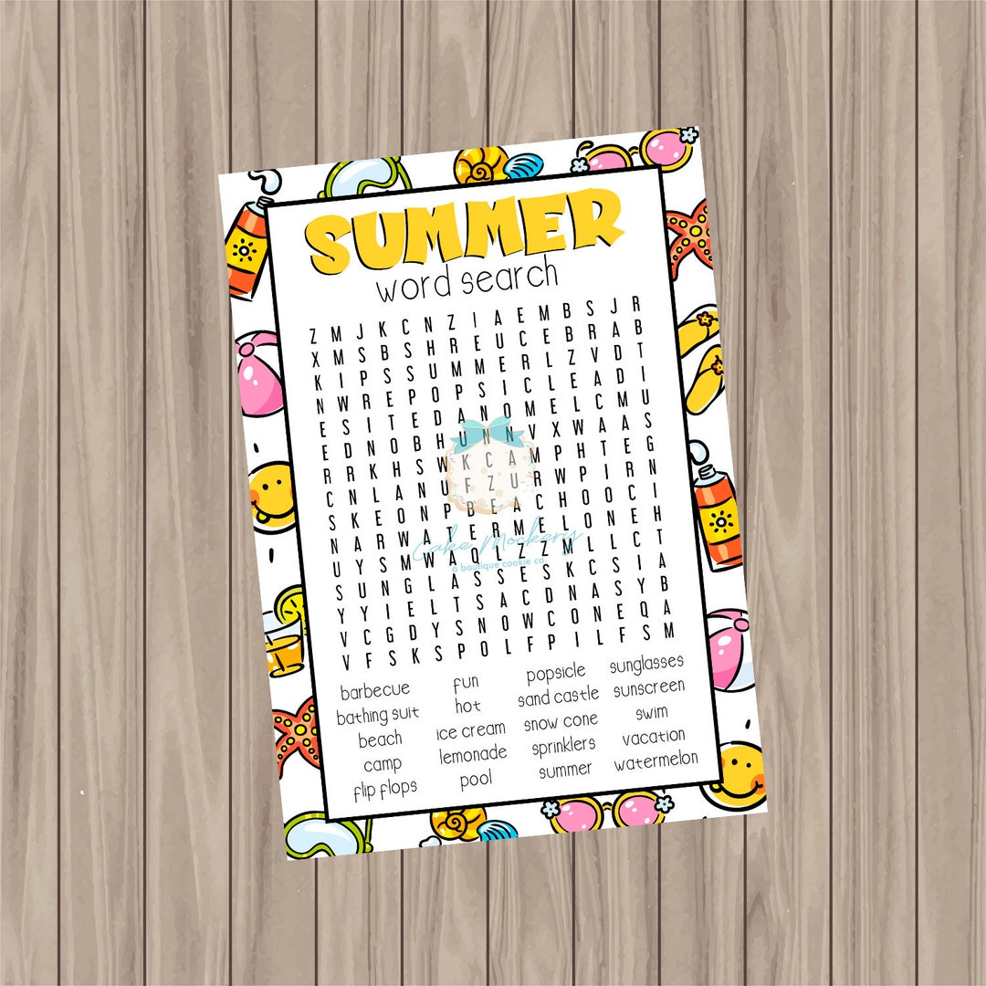 Printable Cookie Card - Summer Word Search - 3.5"x5" - Etsy