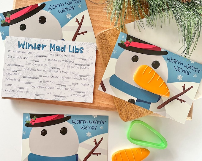Physical Pre-printed and Pre-cut Card - Snowman and Winter Mad Libs ...