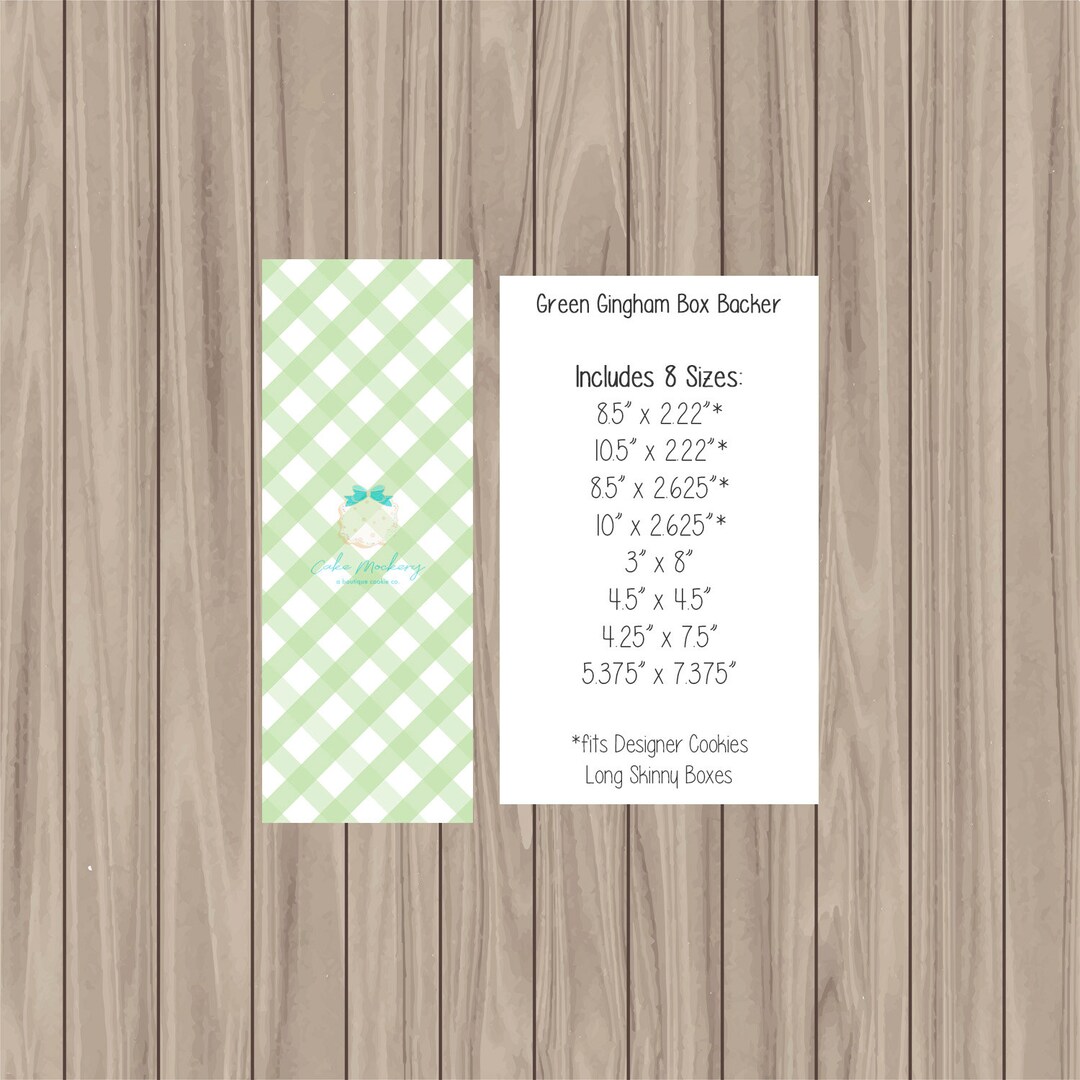 Printable Cookie Card - Green Gingham Backer - 8 Sizes - Etsy