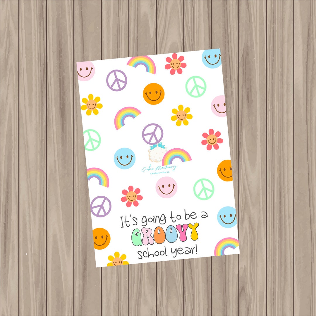 Printable Cookie Card - Groovy School Year - 3.5"x5" - Etsy