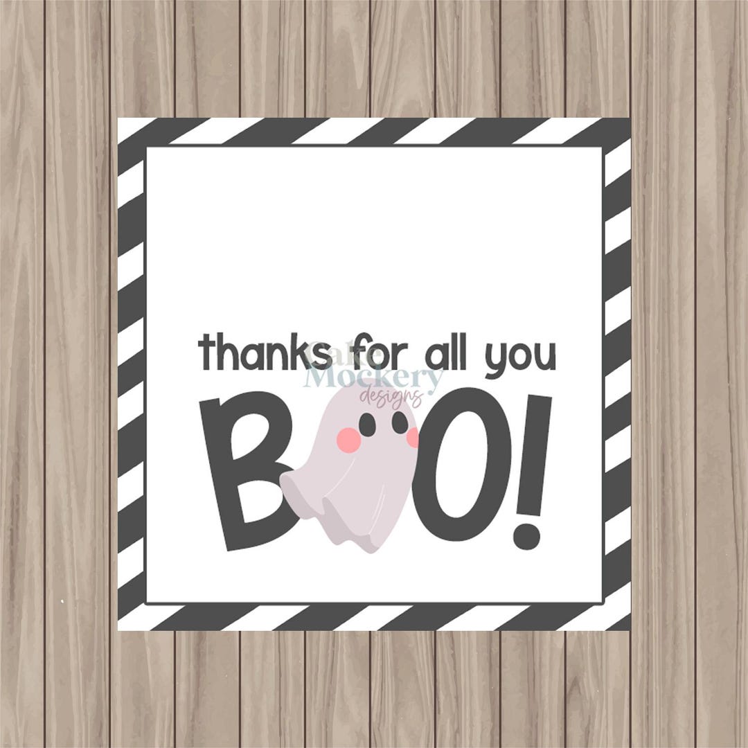 Printable Tag - Thanks for All You Boo! - 2" Square - Etsy