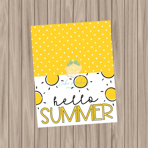 Printable Bag Topper Hello Summer 3.125 Wide X - Etsy