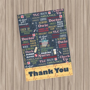Printable Cookie Card - Doctor/nurse Thank You - 3.5"x5" - Etsy