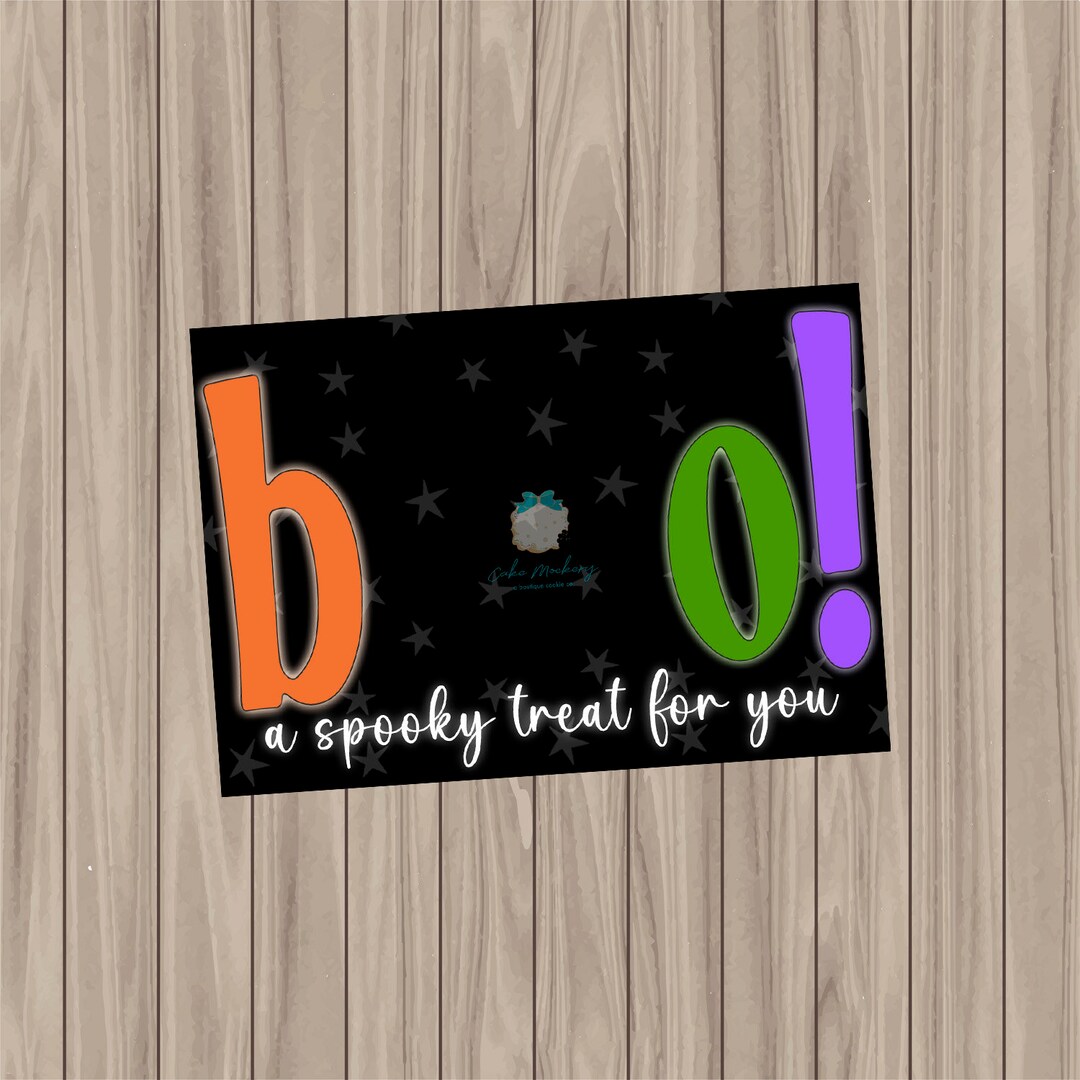 Printable Cookie Card - Neon Boo! A Spooky Treat for You - 3.5"x5" - Etsy