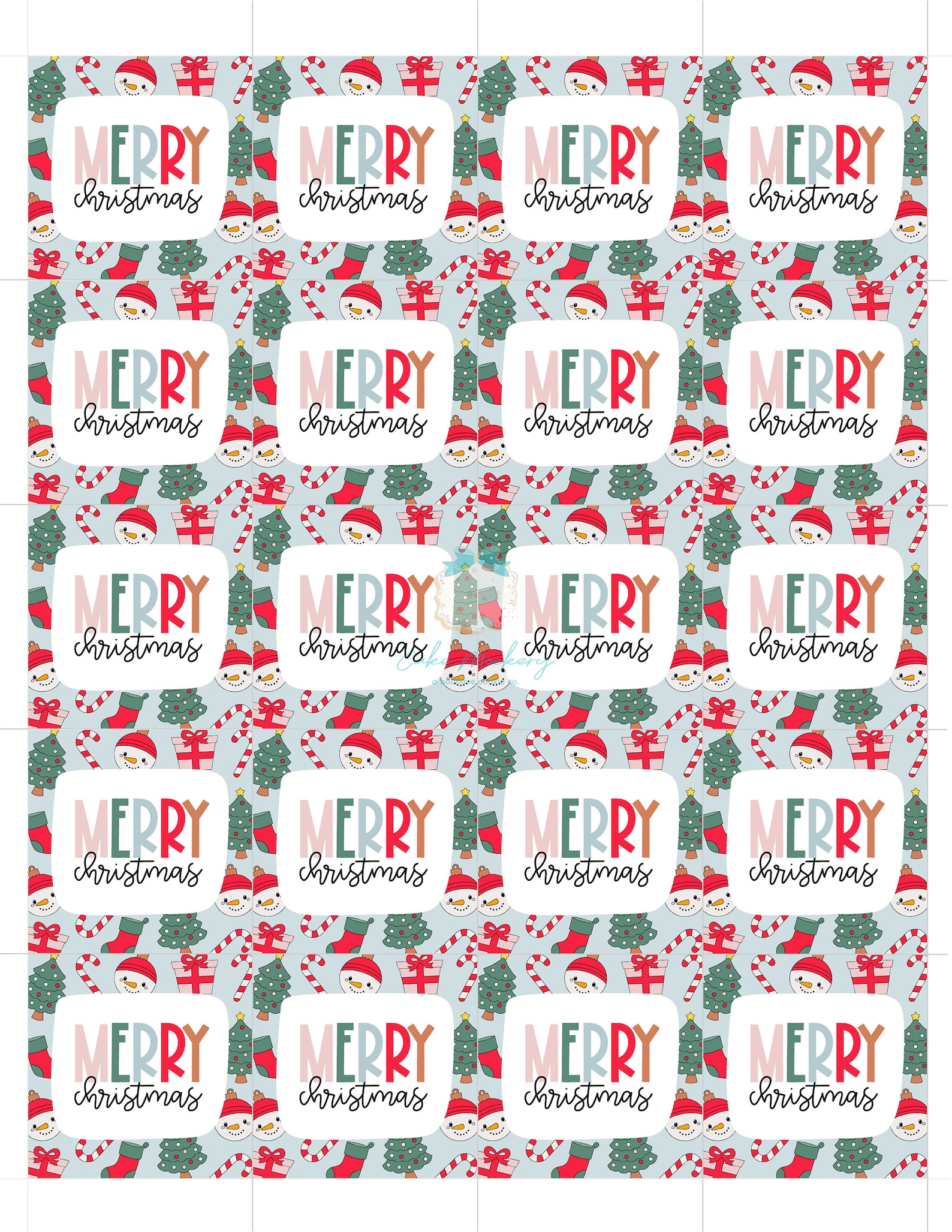 Printable Tag - Merry Christmas - 2" Square - Etsy