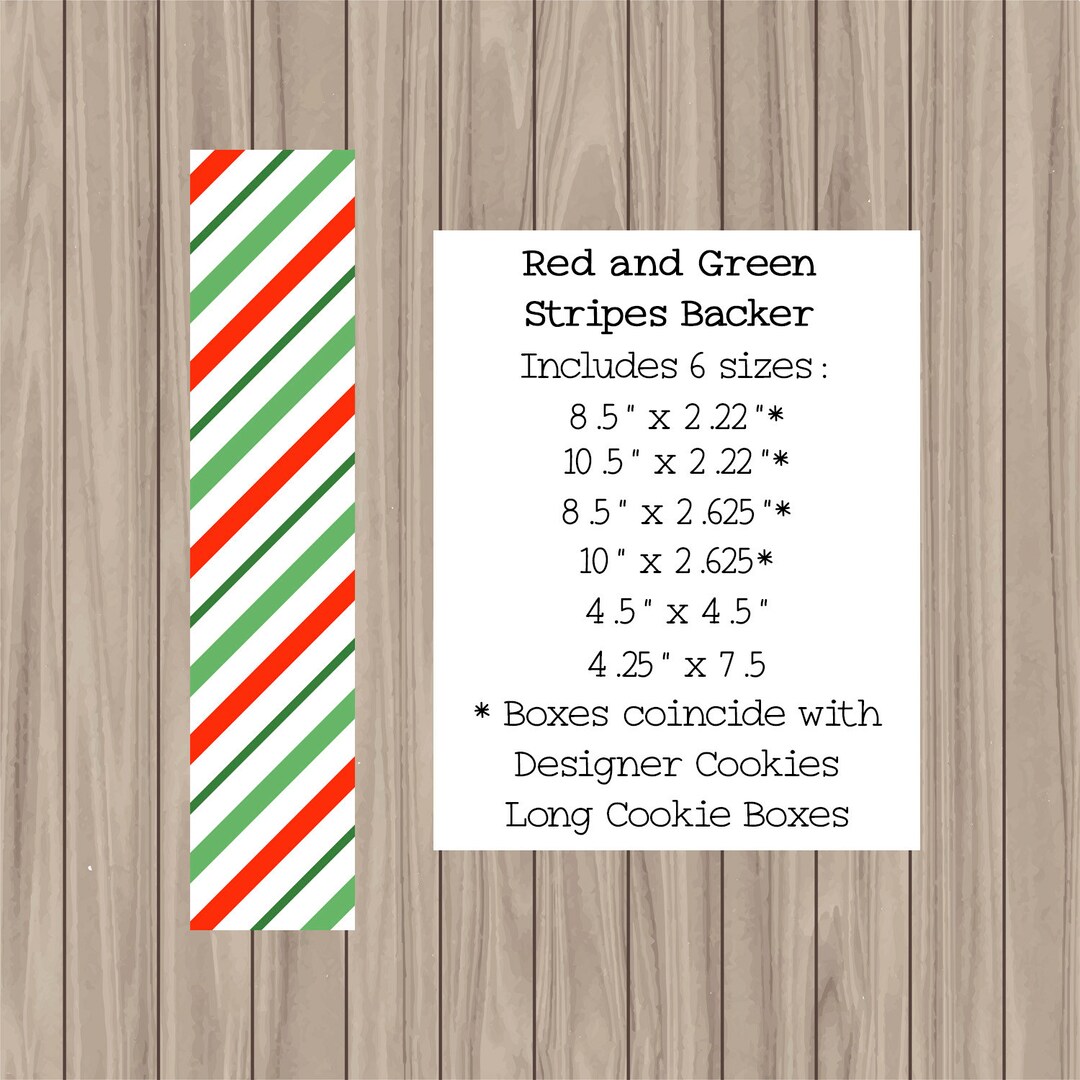 Printable Cookie Card - Red and Green Stripes Backer - 6 Sizes - Etsy