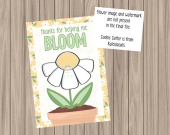Thank You for Helping Me Bloom Geo Vase Cookie Card Printable Mini ...