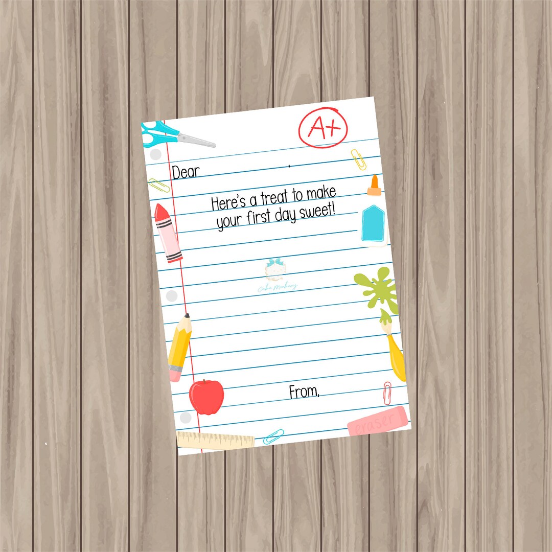 Printable Cookie Card - A First Day Treat Cookie Note - 3.5"x5" - Etsy