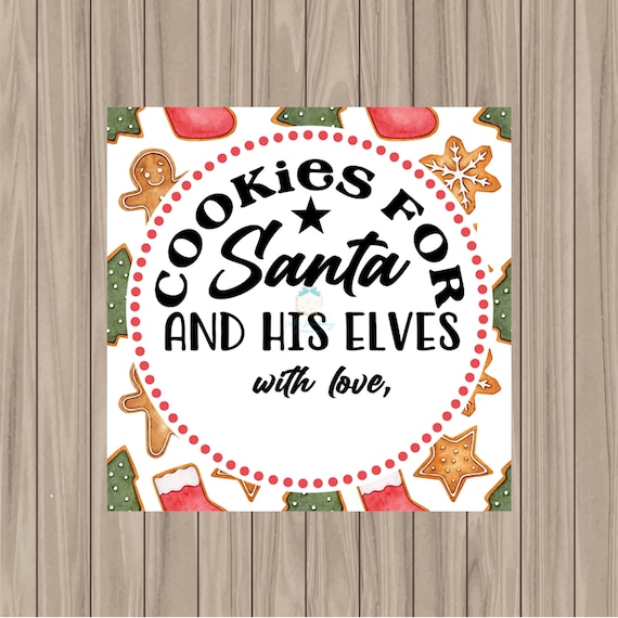 Printable Tag Cookies for Santa 2 Square | Etsy