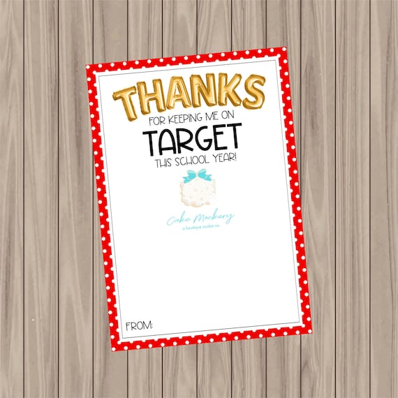Printable Cookie Card Thanks for Keeping Me on TARGET | Etsy