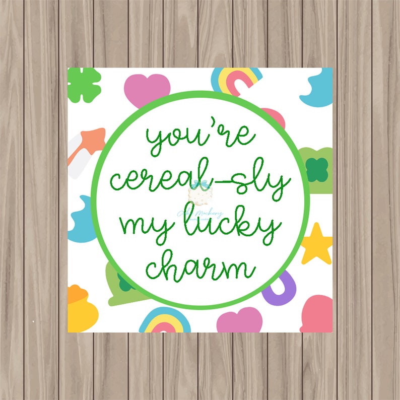 Printable Tag - Cereal-sly My Lucky Charm - 2" Square - Etsy