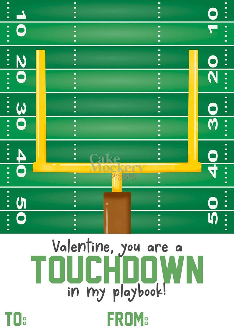 Printable Cookie Card - Touchdown Valentine - 3.5"x5" - Etsy