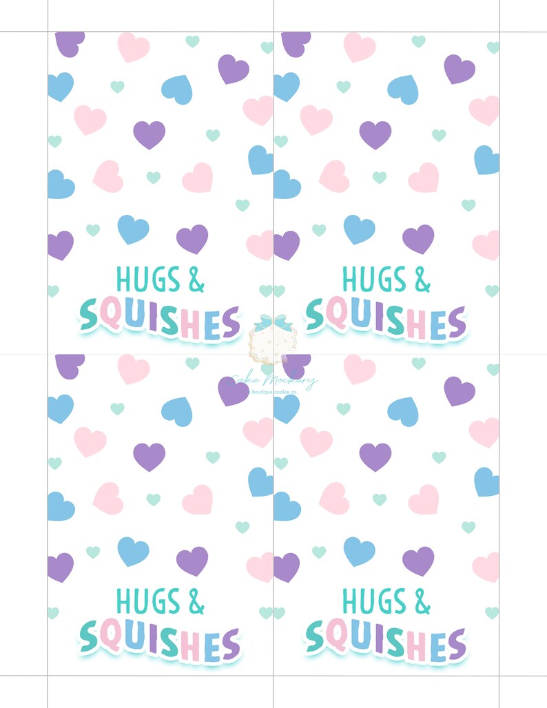 Printable Cookie Card - Hugs & Squishes - 3.5"x5" - Etsy