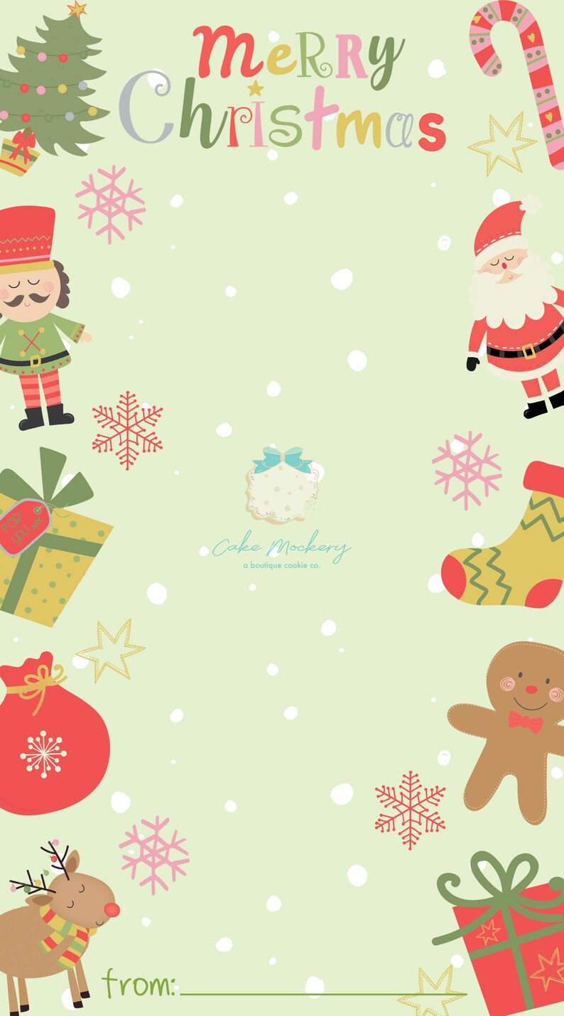 Printable Cookie Card - "merry Christmas" Small Cookie & Gift Card ...