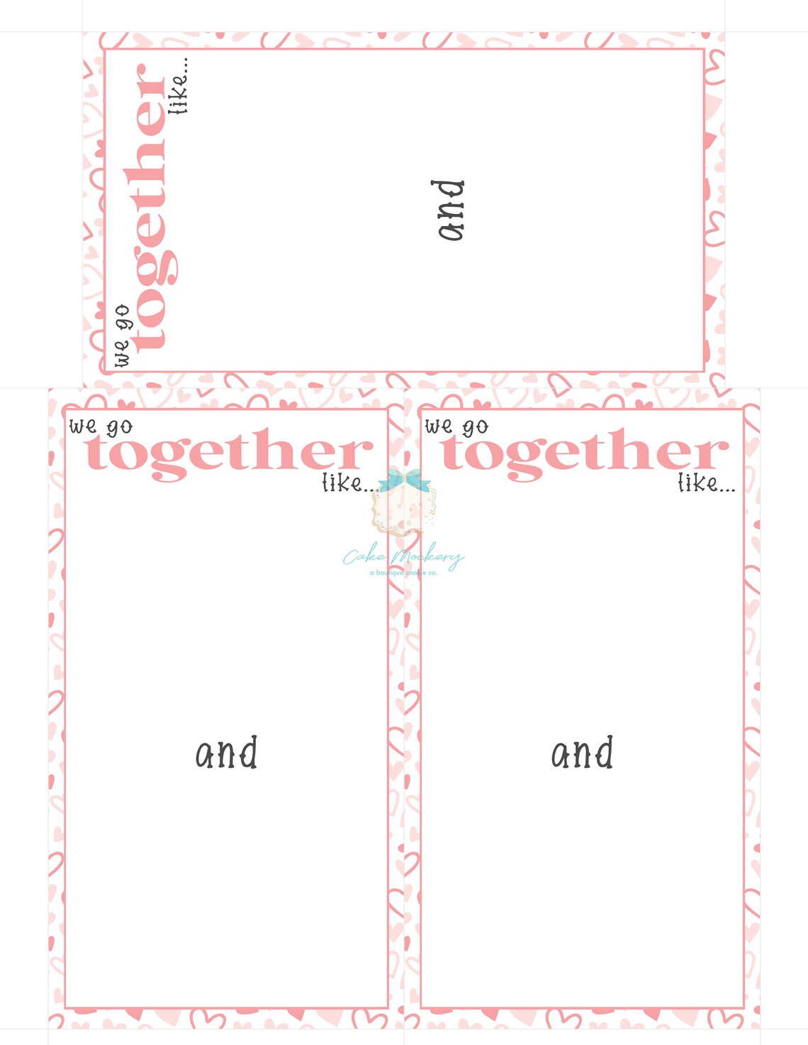Printable Cookie Card - "we Go Together Like" Duo Mini Cookie Card ...