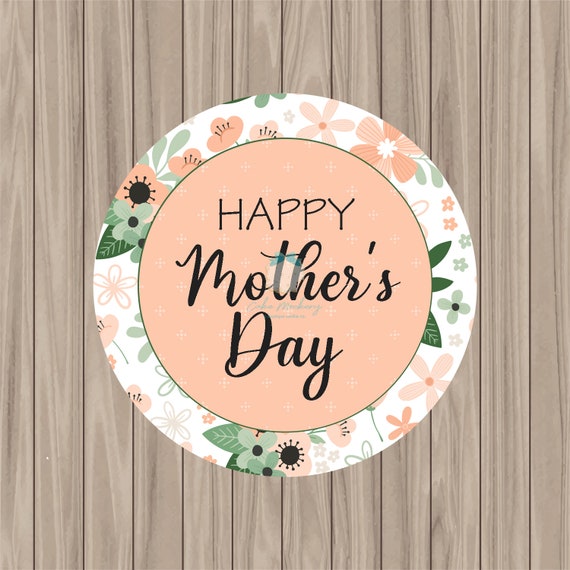 Printable Tag Happy Mother's Day 2 Circle | Etsy